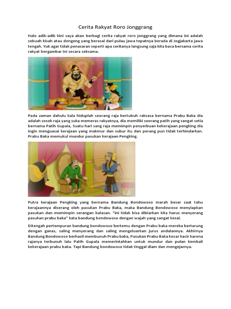 Cerita Rakyat Roro Jonggrang | PDF