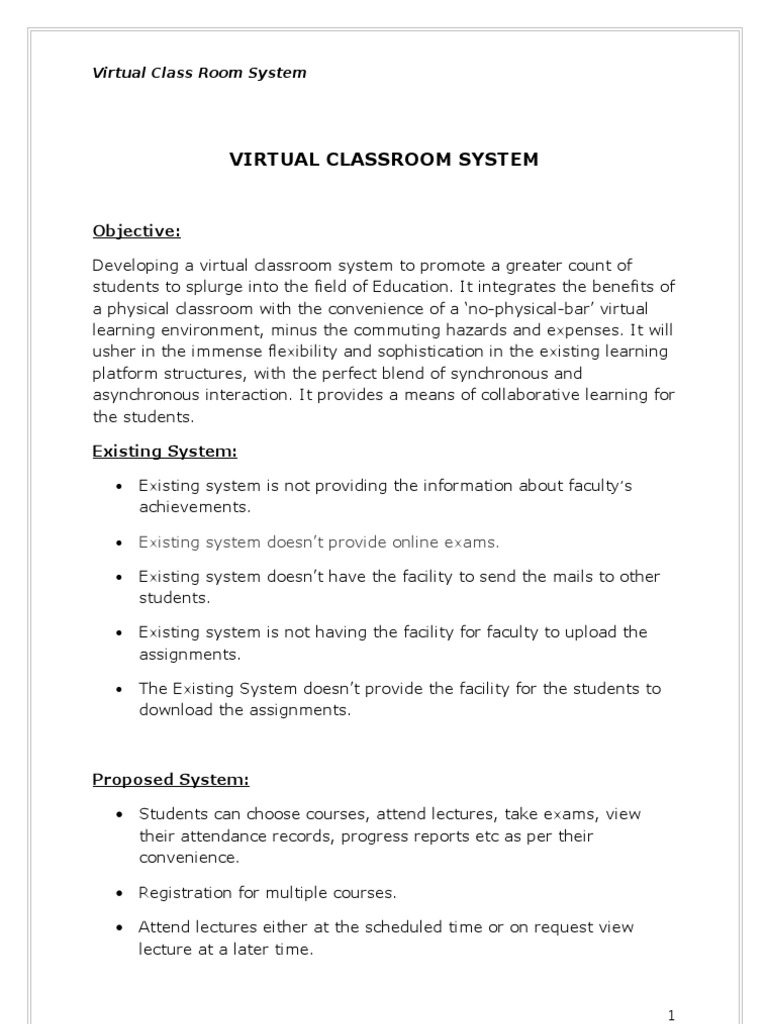 Virtual Classroom System Overview | PDF | Computing | Software