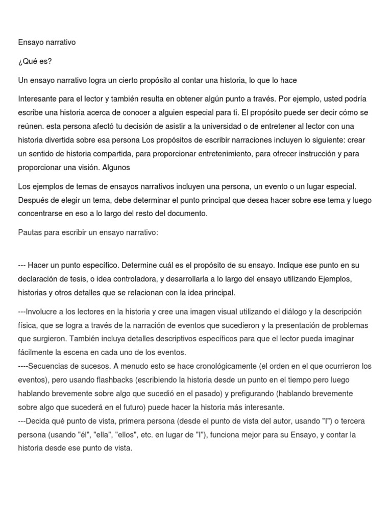 Guía para escribir un ensayo narrativo | PDF | Crecimiento personal y ...