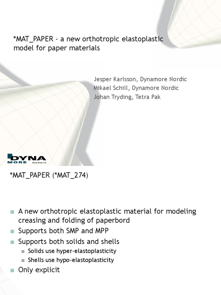 MAT - PAPER - A New Orthotropic Elastoplastic Model For Paper Materials ...