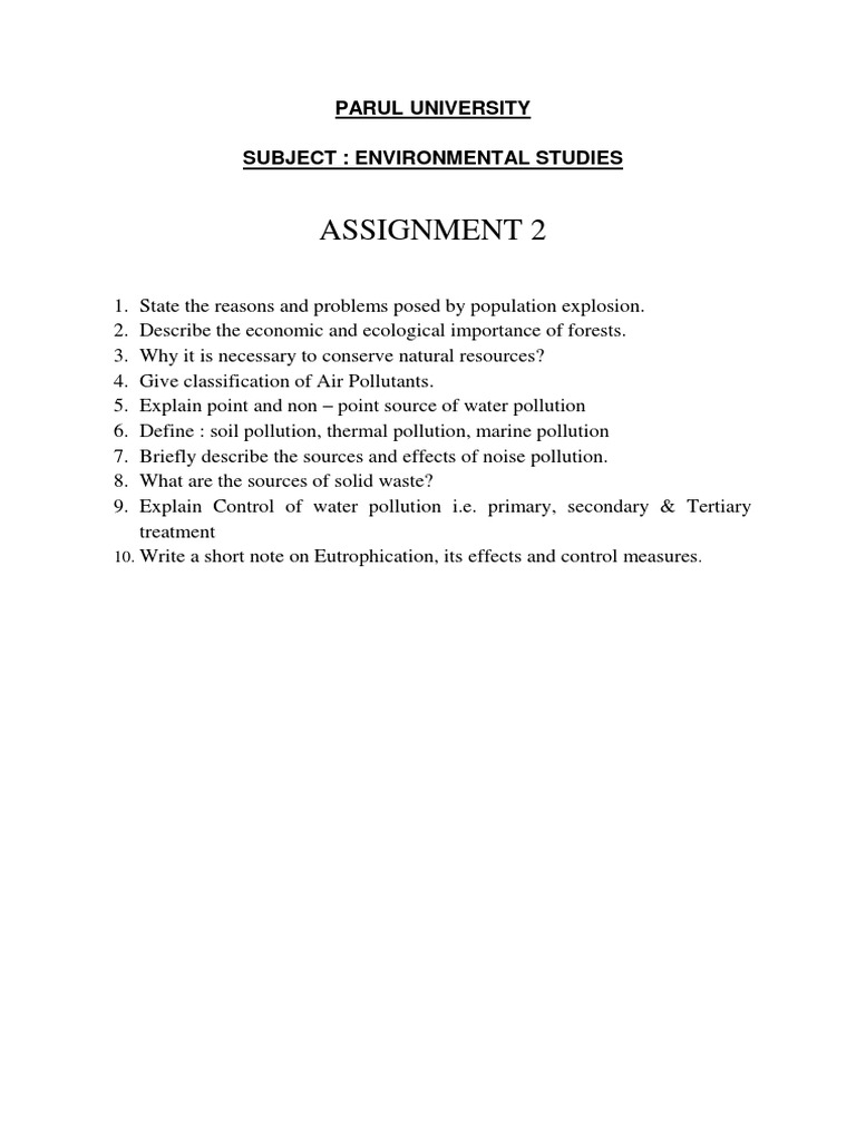 Environmental Studies Assignment | PDF
