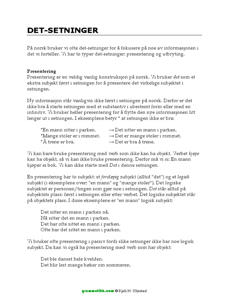 Det Setninger | PDF