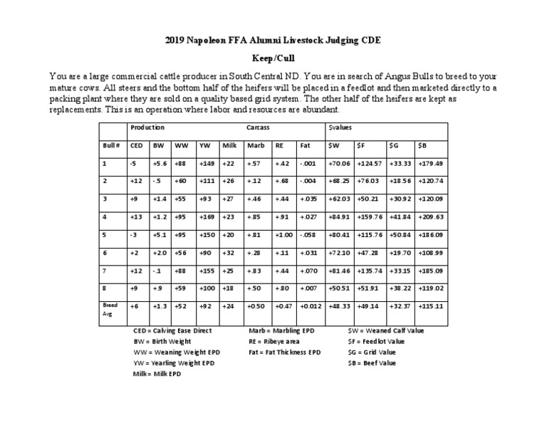 Livestock Judging CDE: Keep/Cull Guide | PDF | Calf | Cattle