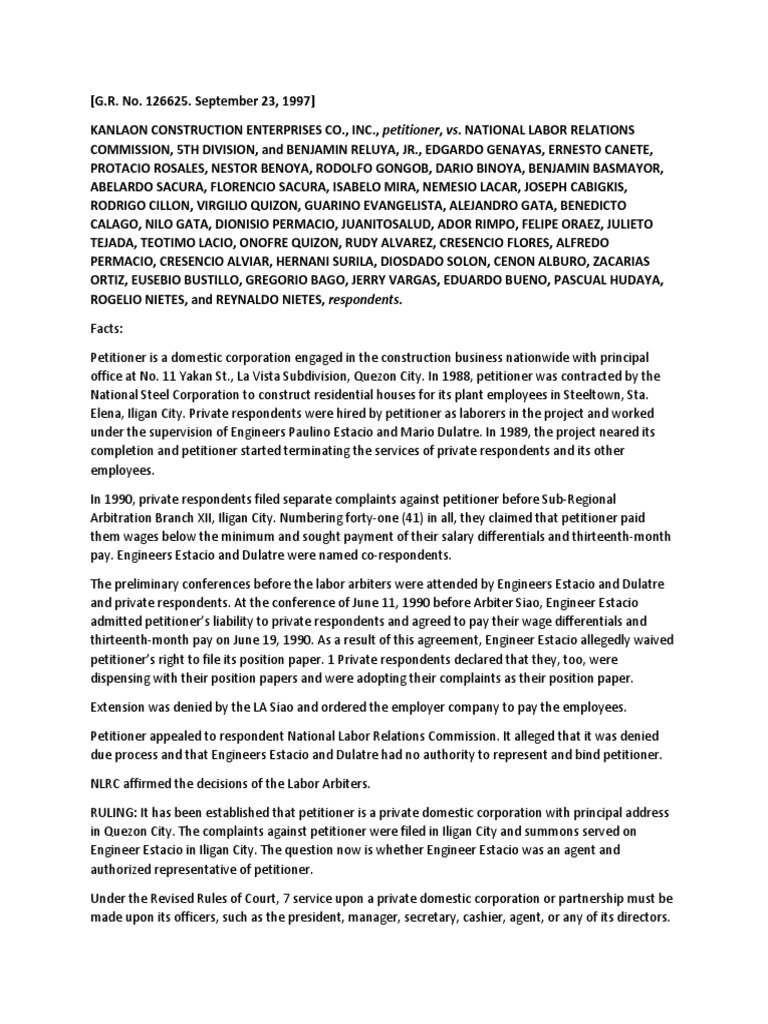 Kanlaon Vs NLRC | PDF | Complaint | Arbitration