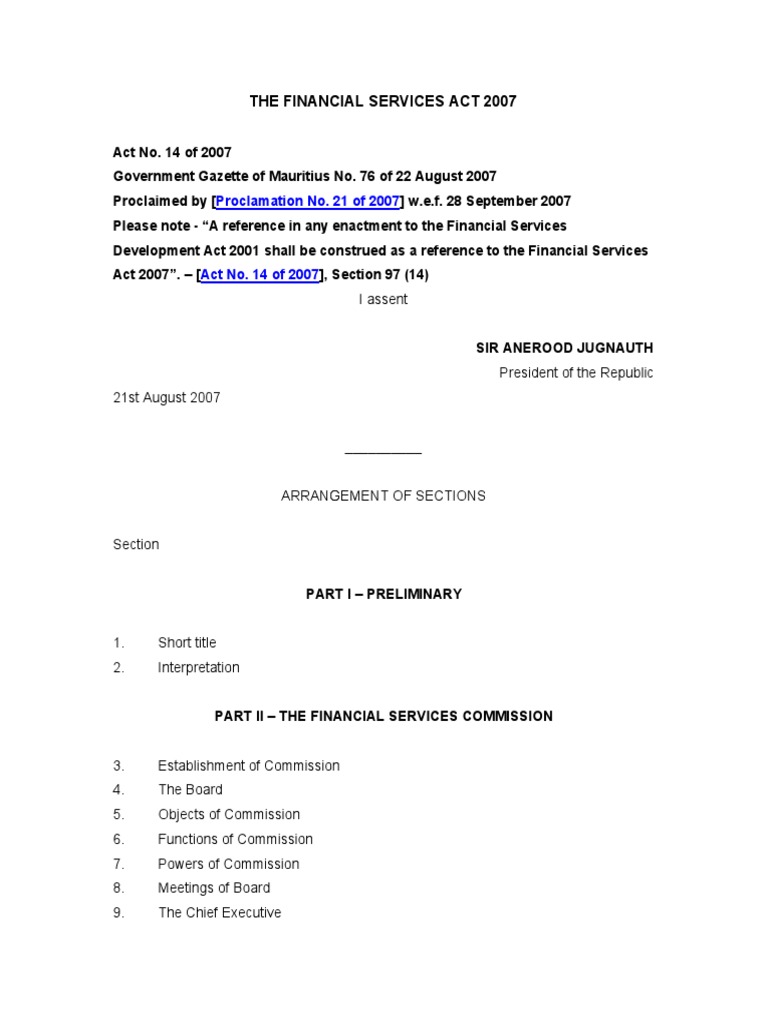 Financial Services Act 2007 | PDF | Board Of Directors | License
