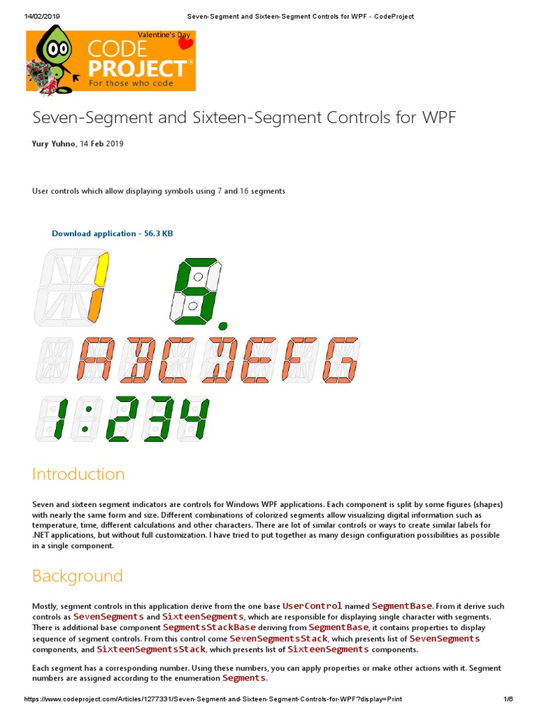 Seven Segment And Sixteen Segment Controls For Wpf Codeproject Pdf Windows Presentation 7628