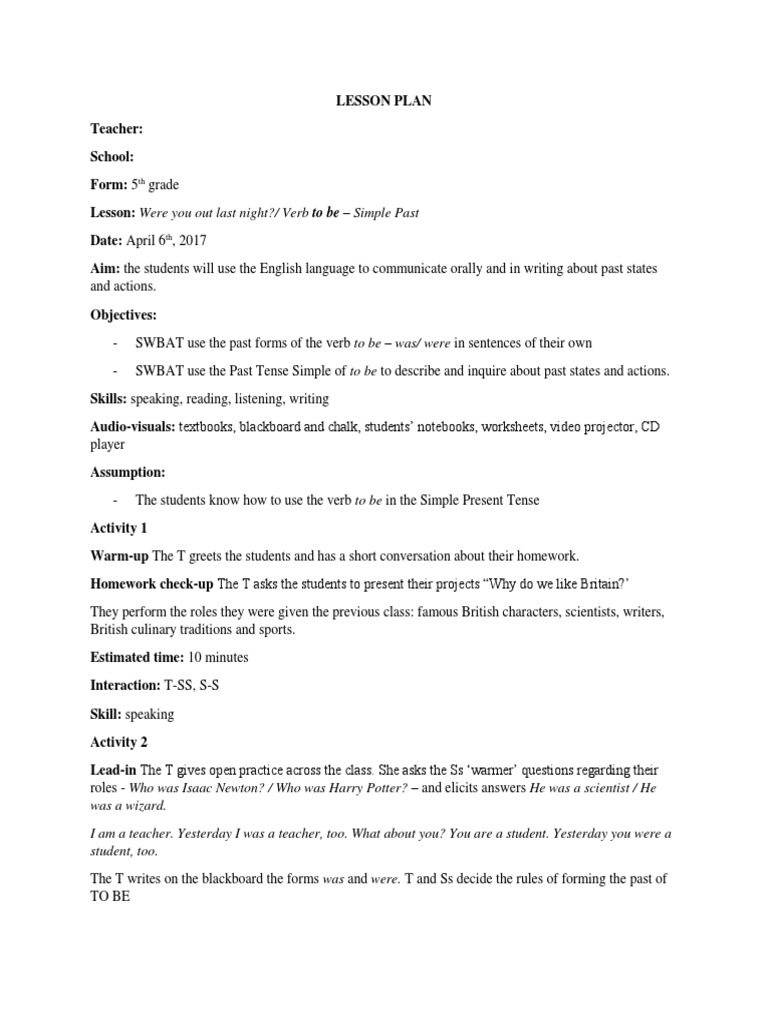 0 Lesson Plan 5th Grade | PDF | Lesson Plan | Reading Comprehension