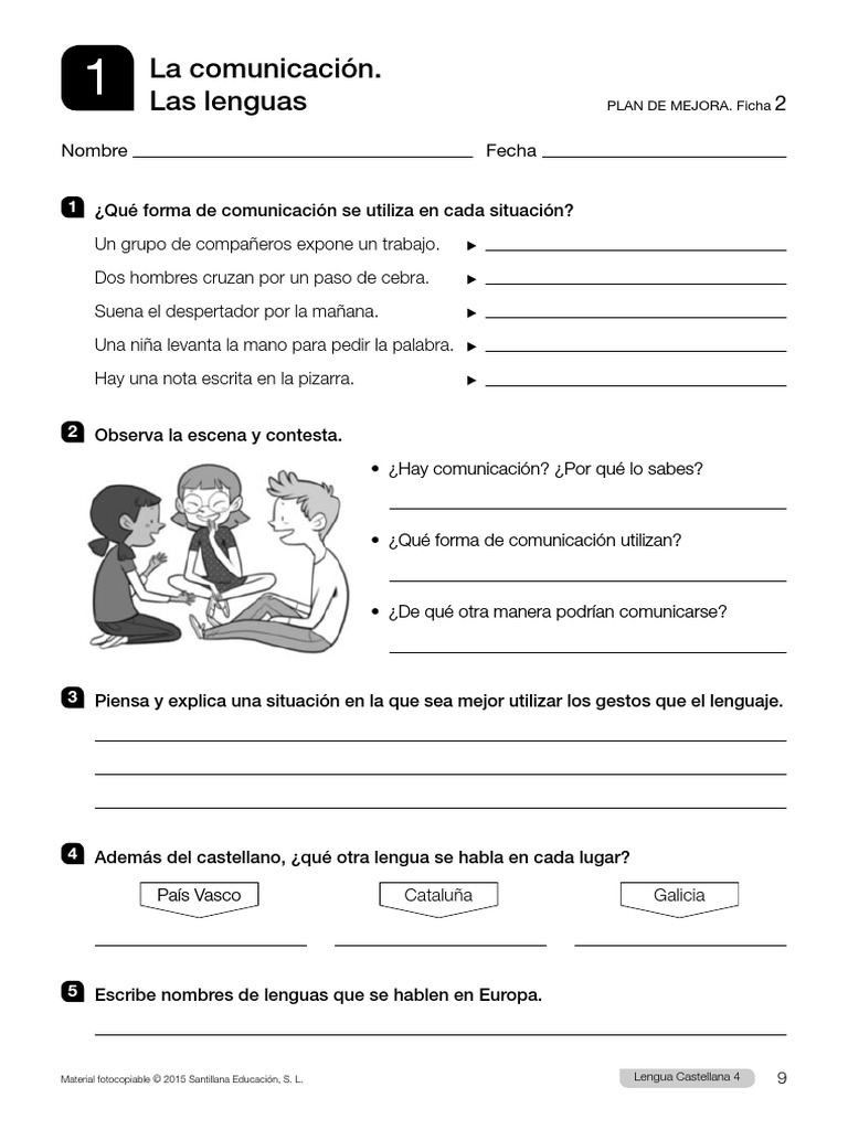 Programa Ampliación Lengua 4 - Tema 1 - Ficha 2 | PDF