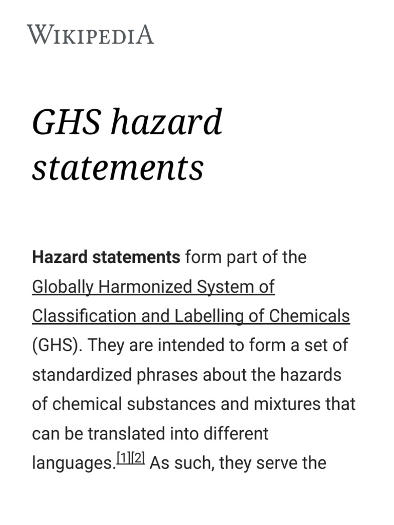 GHS Hazard Statements | Download Free PDF | Prevention | Physical Sciences