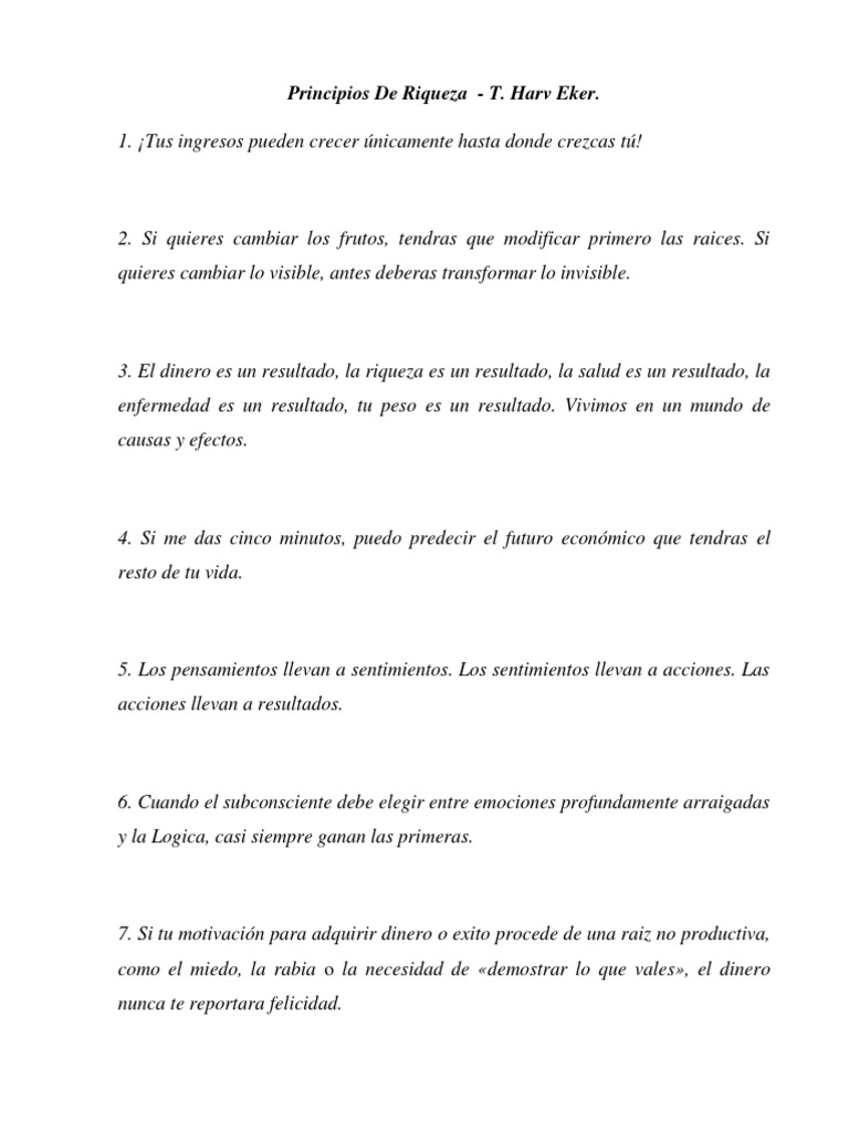 Principios de Riqueza - T. Harv Eker | PDF | Felicidad | Pobreza