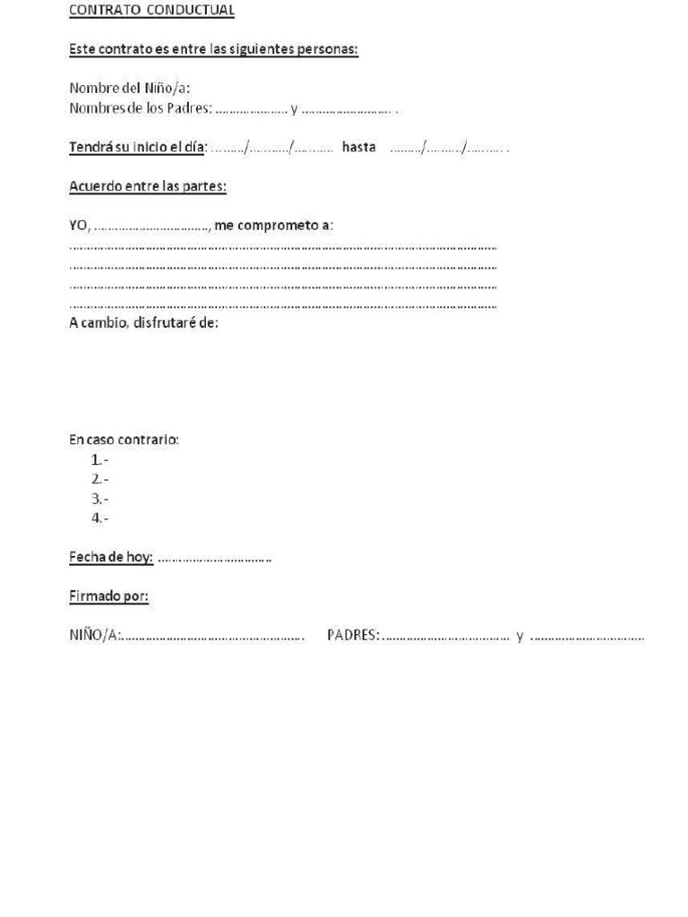 Contrato Conductual 1 | PDF | Estilo de vida