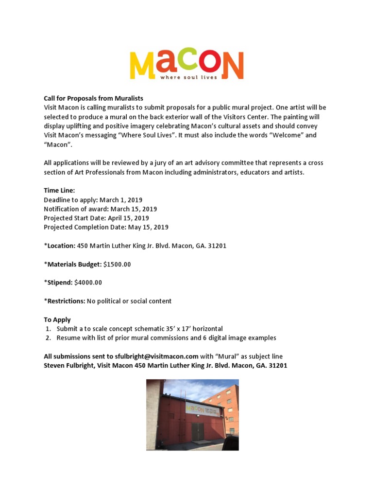 Visit Macon - Mural Proposal Guidelines | PDF | Travel
