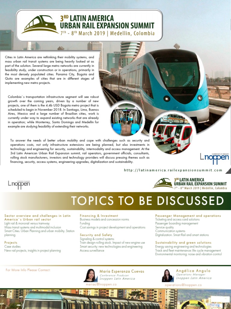 3rd Latin America Urban Rail Expansion Summit - VIPS - V18 | PDF | Rail ...