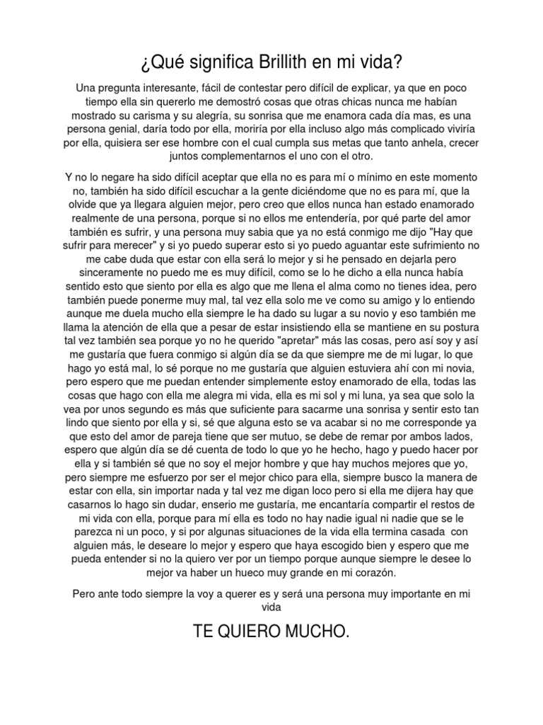 Qué Significa Brillith en Mi Vida | PDF | Amor