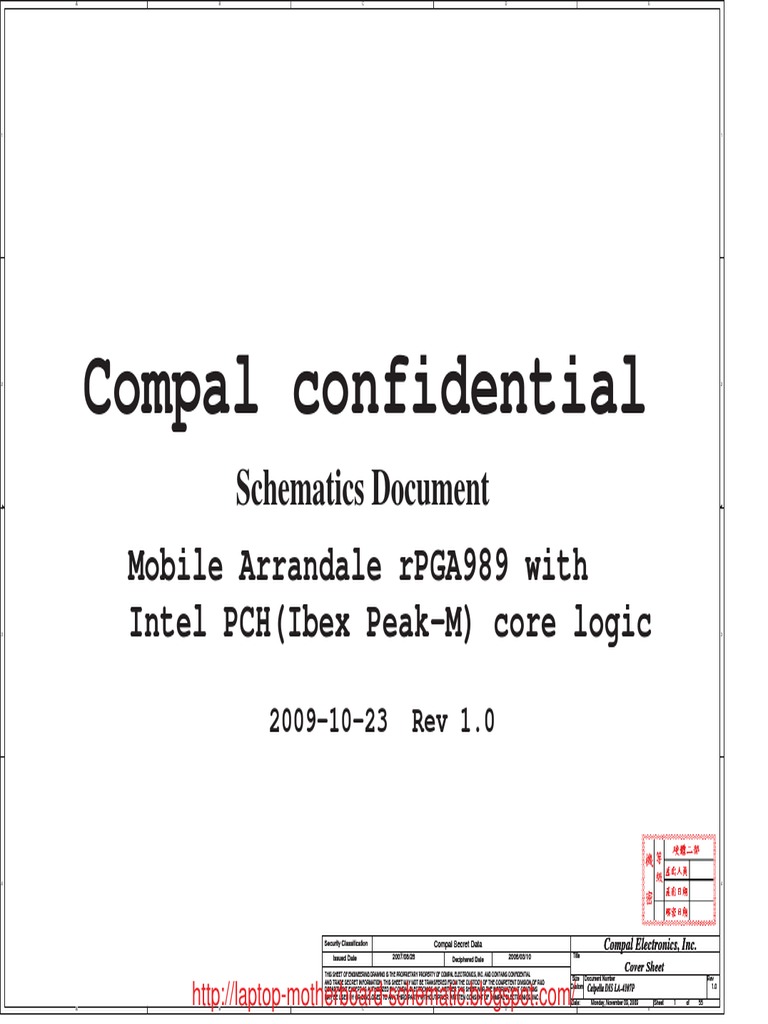 Compal Confidential: Schematics Document Mobile Arrandale rPGA989 With ...