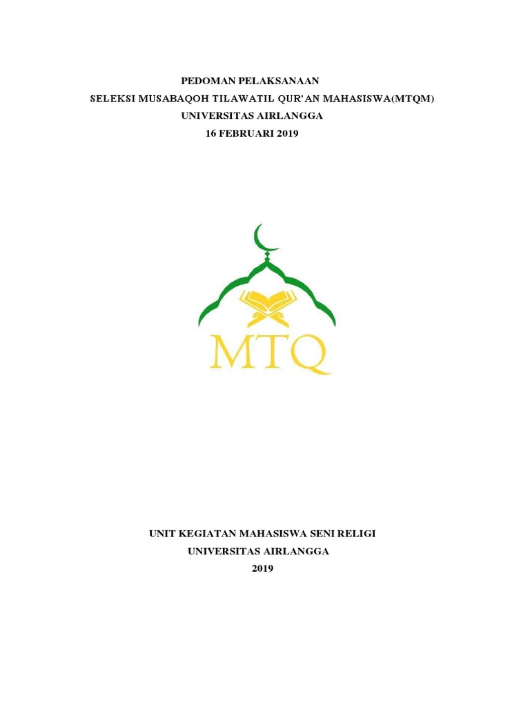 Buku Pedoman MTQ Unair 2019 PDF | PDF