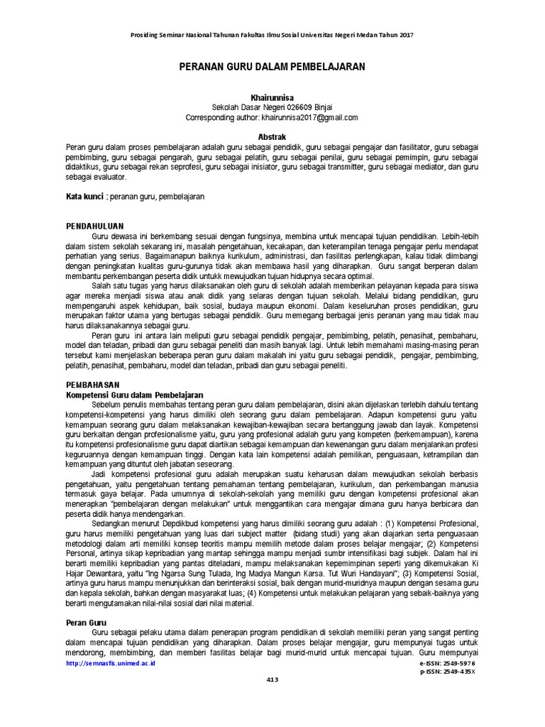 Peranan Guru Dalam Pembelajaran | PDF