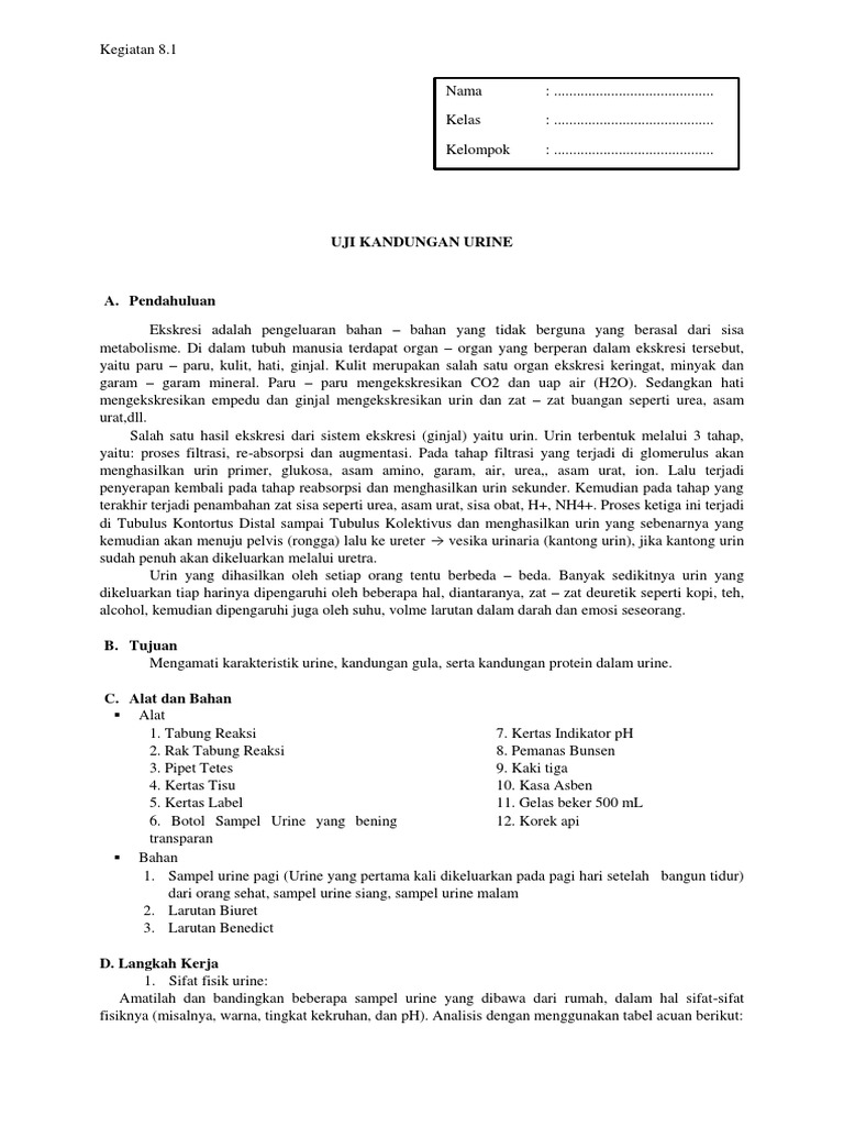Uji Kandungan Urine | PDF
