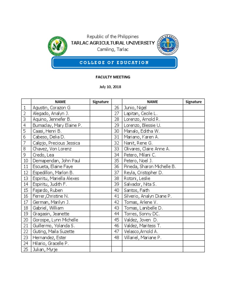Attendance Faculty | PDF