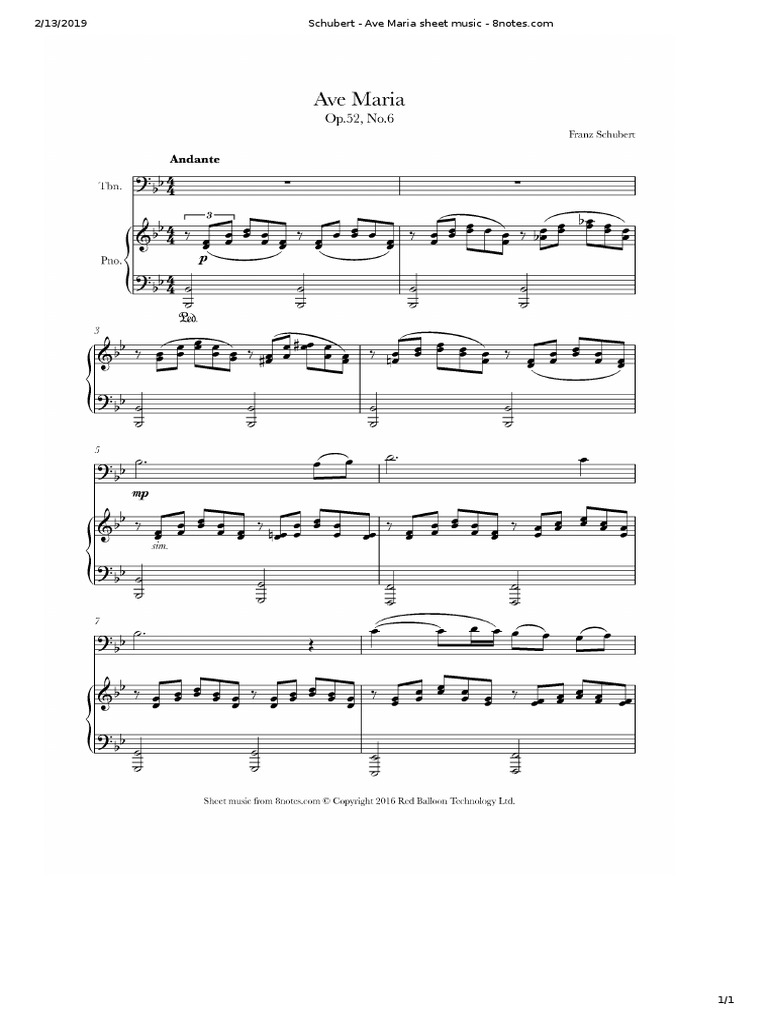 Schubert - Ave Maria Sheet Music | PDF