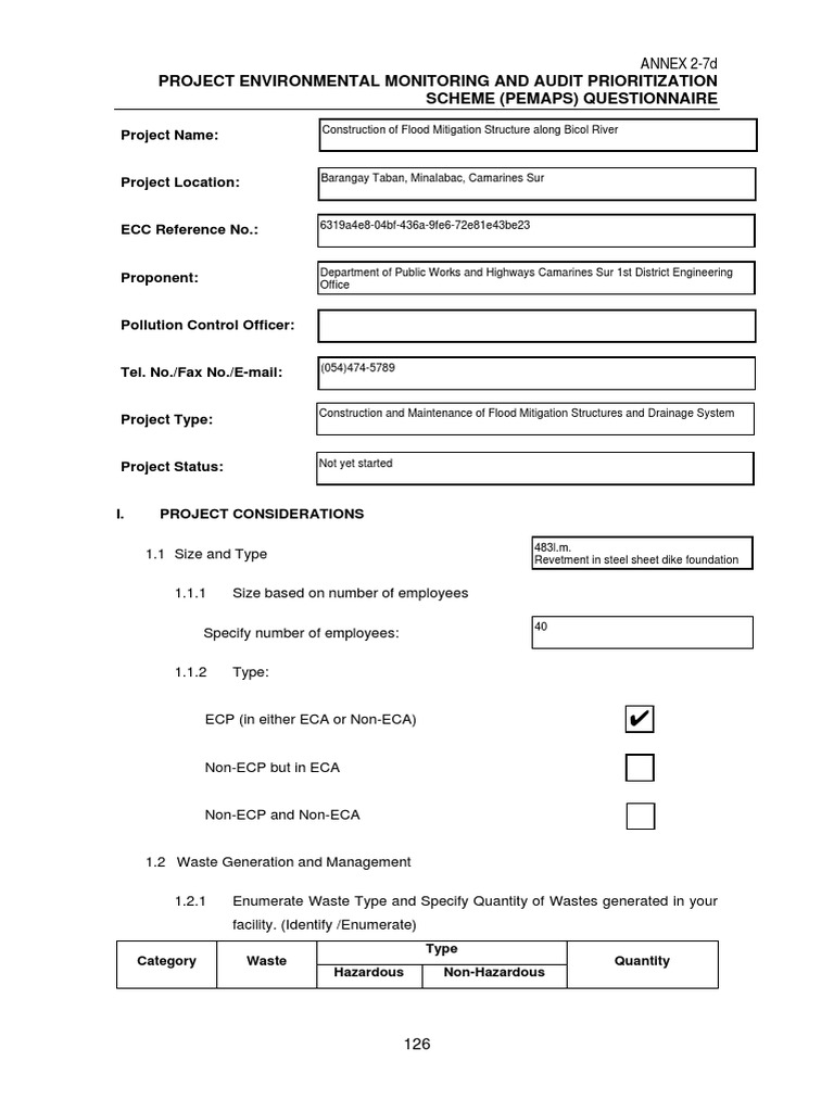 PEMAPS Environmental Monitoring Questionnaire | PDF | Groundwater ...