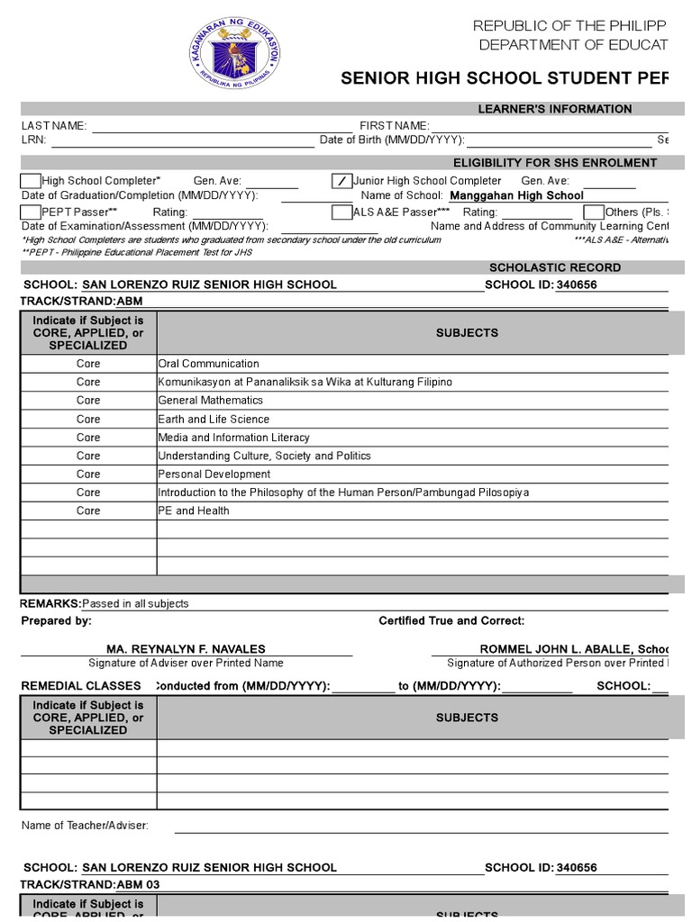 Form 137 | PDF | Curriculum | Literacy