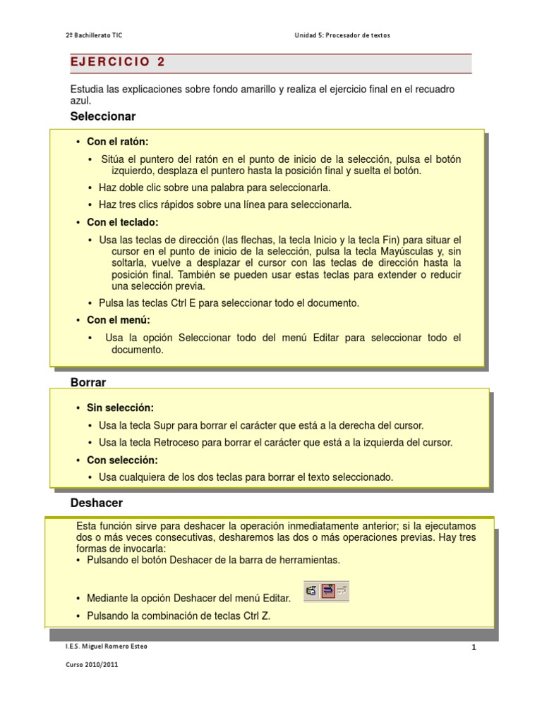 Ejercicios Writer 2 | PDF | Point and Click | Áreas de informática