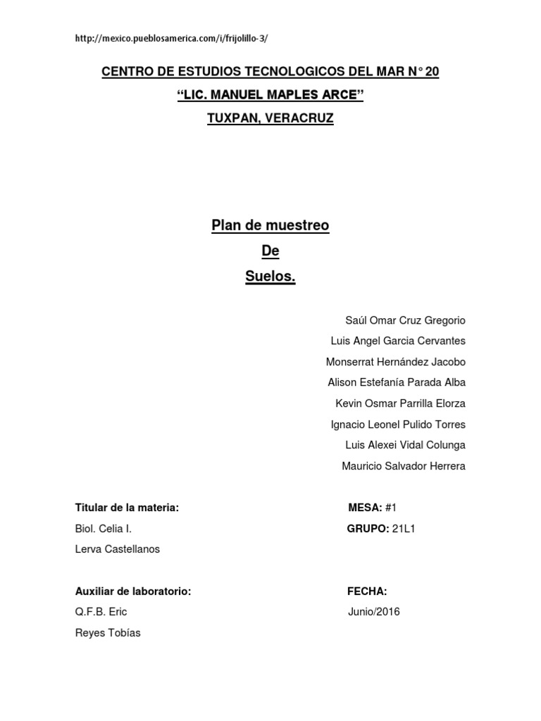 Plan de Muestreo Suelo. | PDF | Suelo | Muestreo (Estadísticas)
