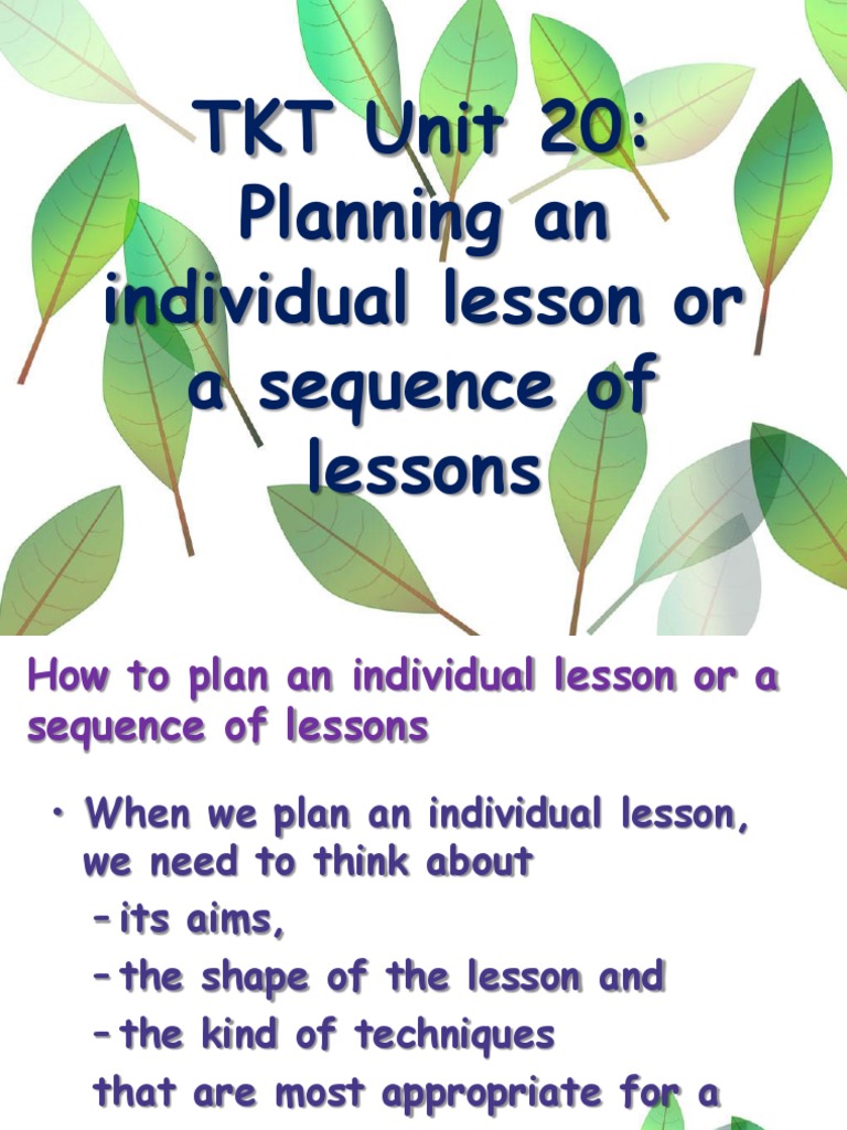 TKT Unit 20 | PDF | Lesson Plan | Learning