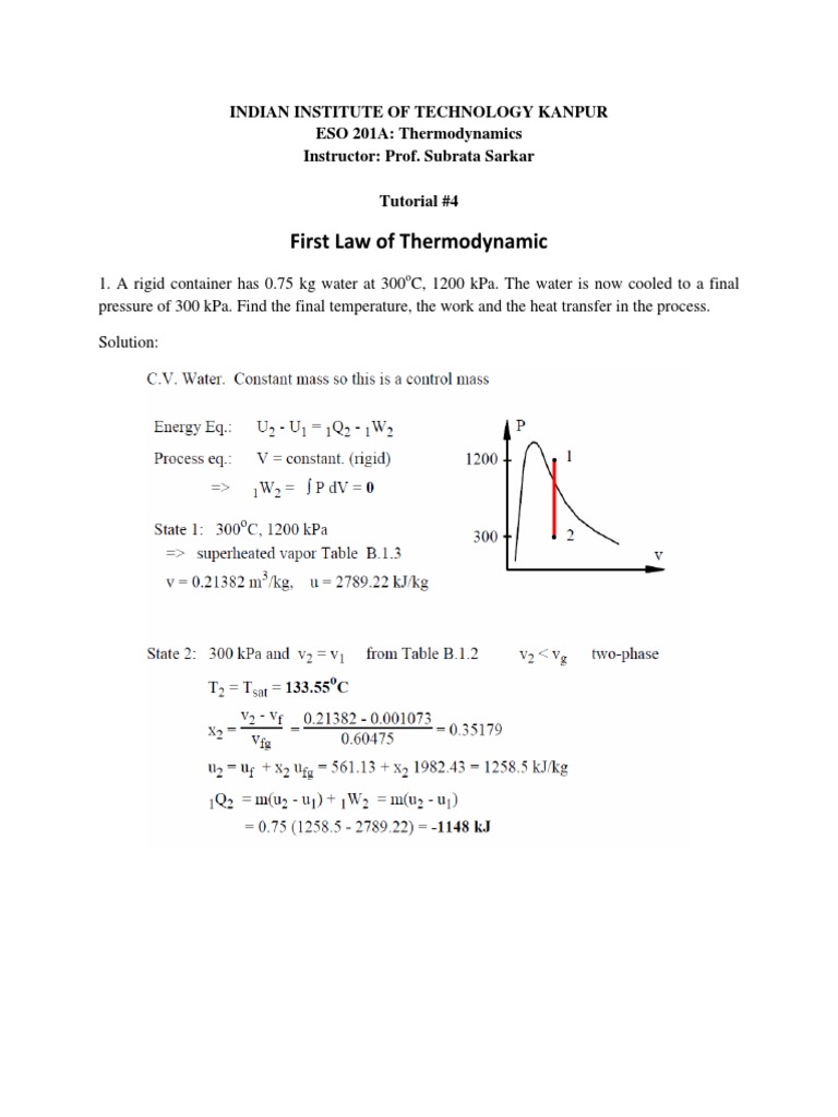 Thermodynamics Tutorial Problems | PDF | Heat | Heat Transfer