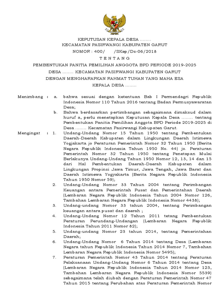 SK Panitia Pemungutan BPD | PDF