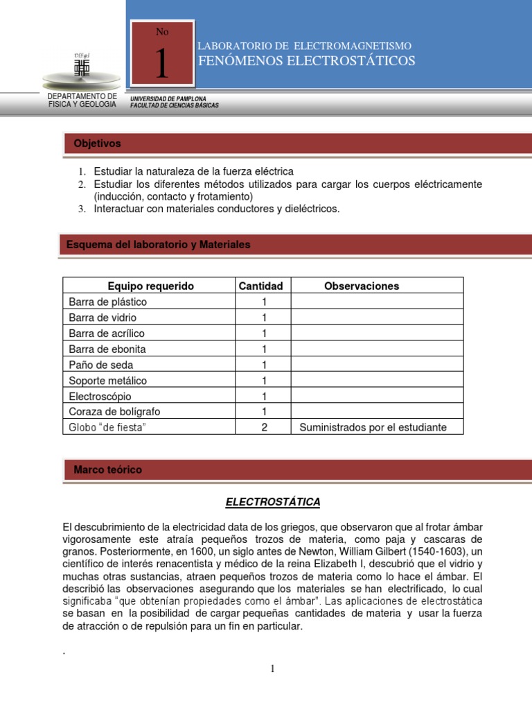 1 Fenomenos Electrostaticos PDF | PDF | Electrostática | Electricidad