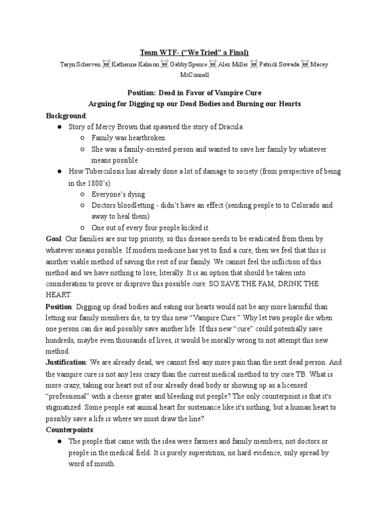 01 - Deadinfavorofavampirecure - 478171 - 902004 - Position Paper | PDF ...