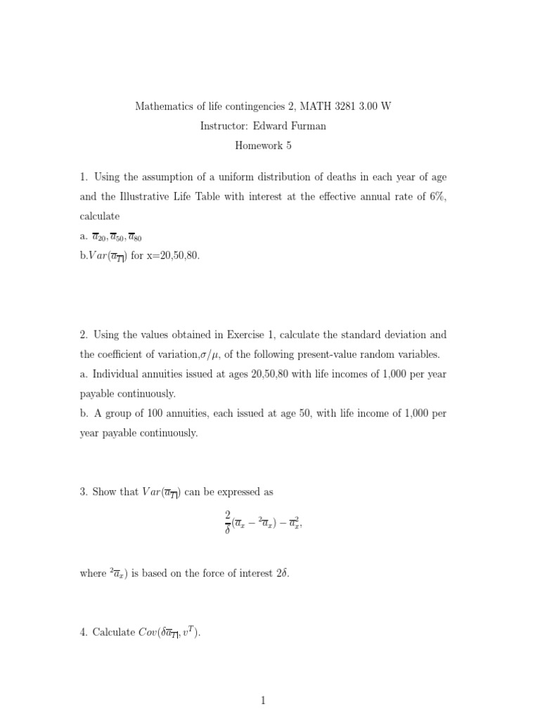 Mathematics of life contingencies 2 | PDF | Compound Interest | Interest