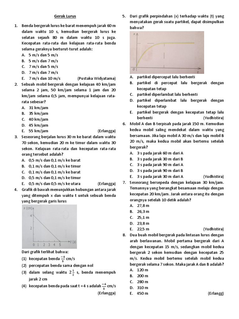 Kumpulan Soal Gerak Lurus | PDF