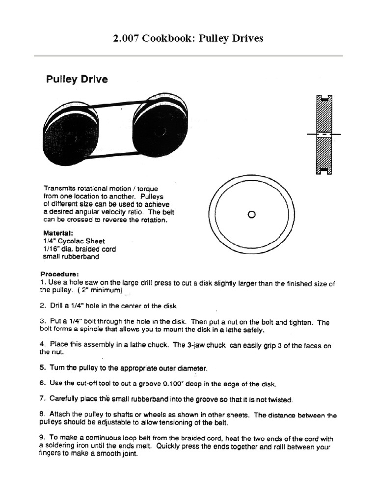 2.007 Cookbook: Pulley Drives | PDF