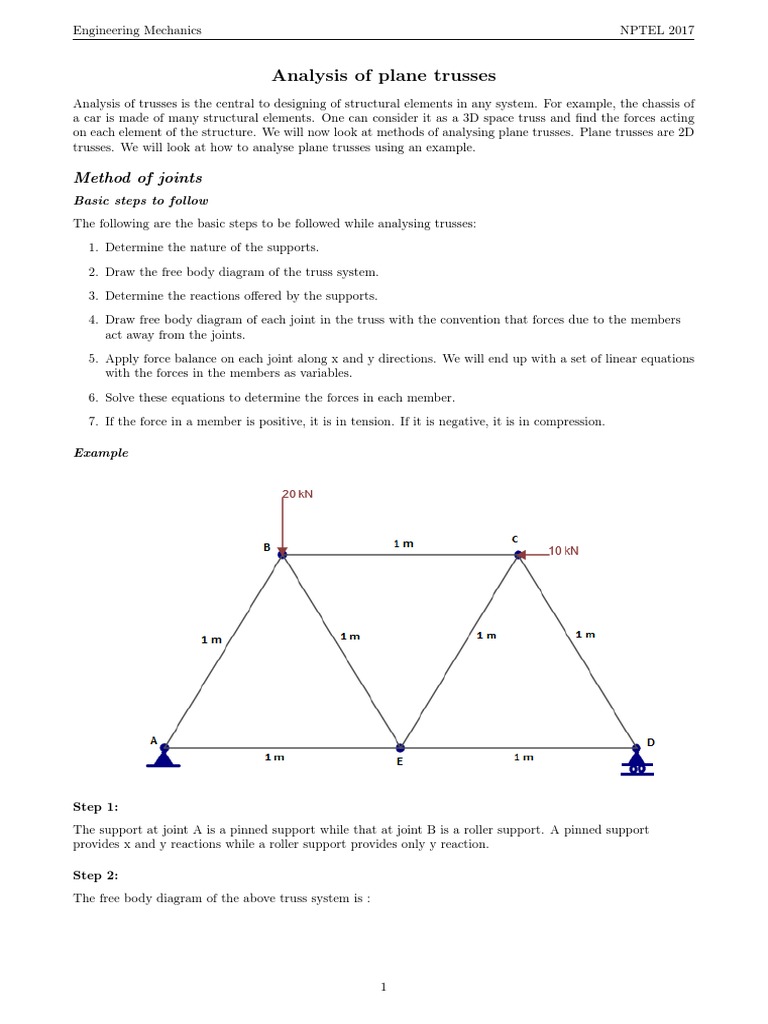 Analysis of Plane Trusses | PDF | Truss | Plane (Geometry)