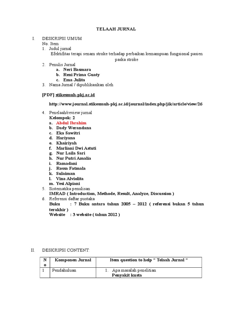Format Telaah Jurnal-1 | PDF