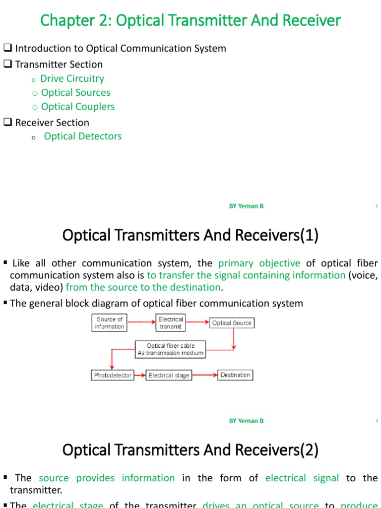 Chapter 2: Optical Transmitter and Receiver | PDF | Communications ...