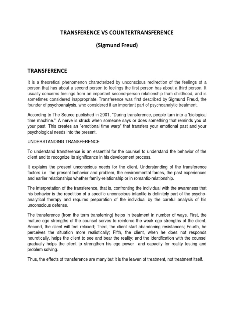 Transference Introduction | PDF | Psychoanalysis | Clinical Psychology