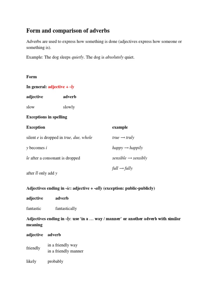Adverb Forms and Comparisons Explained | PDF | Adverb | Adjective