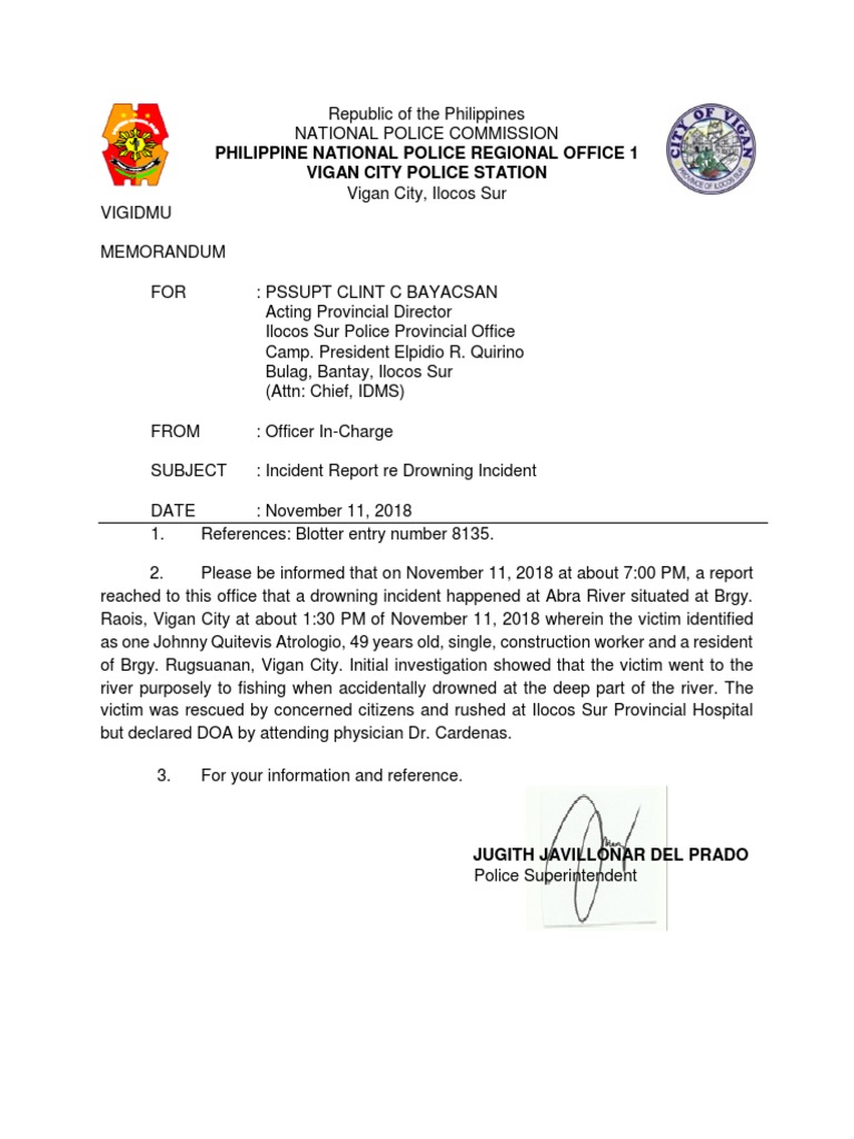 Spot Report Drowning Incident | PDF Spot Report Drowning Incident | PDF