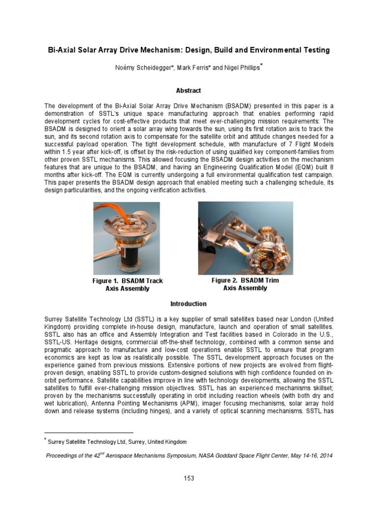Solar Array Drive Mechanism PDF | Download Free PDF | Bearing ...