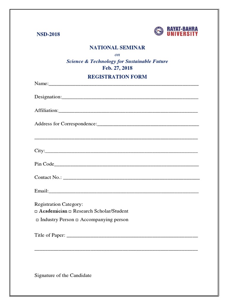 NSD Registration Form | PDF