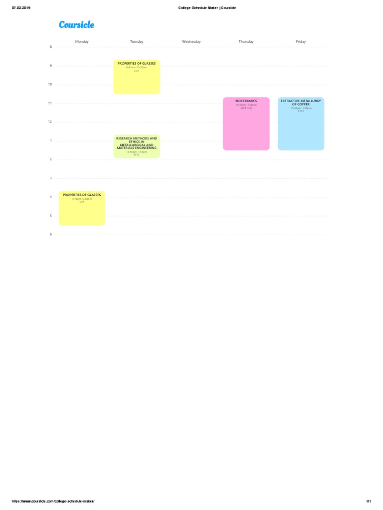 College Schedule Maker - Coursicle | PDF