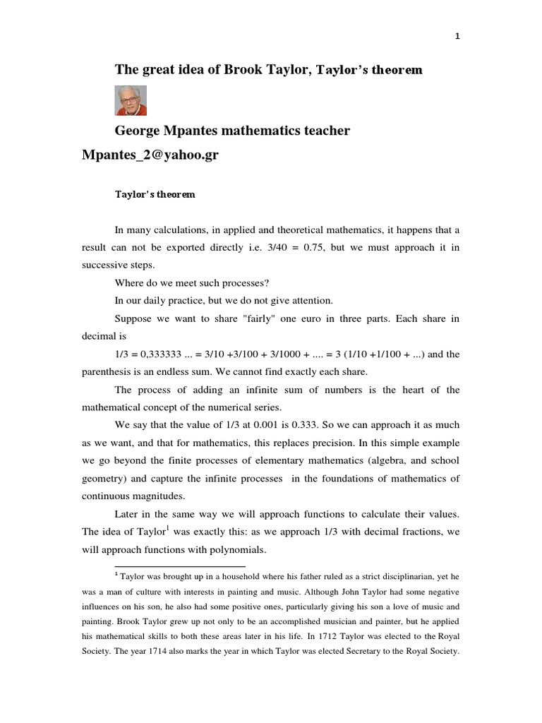 Brook Taylor's Theorem Explained | PDF | Numbers | Differential Calculus
