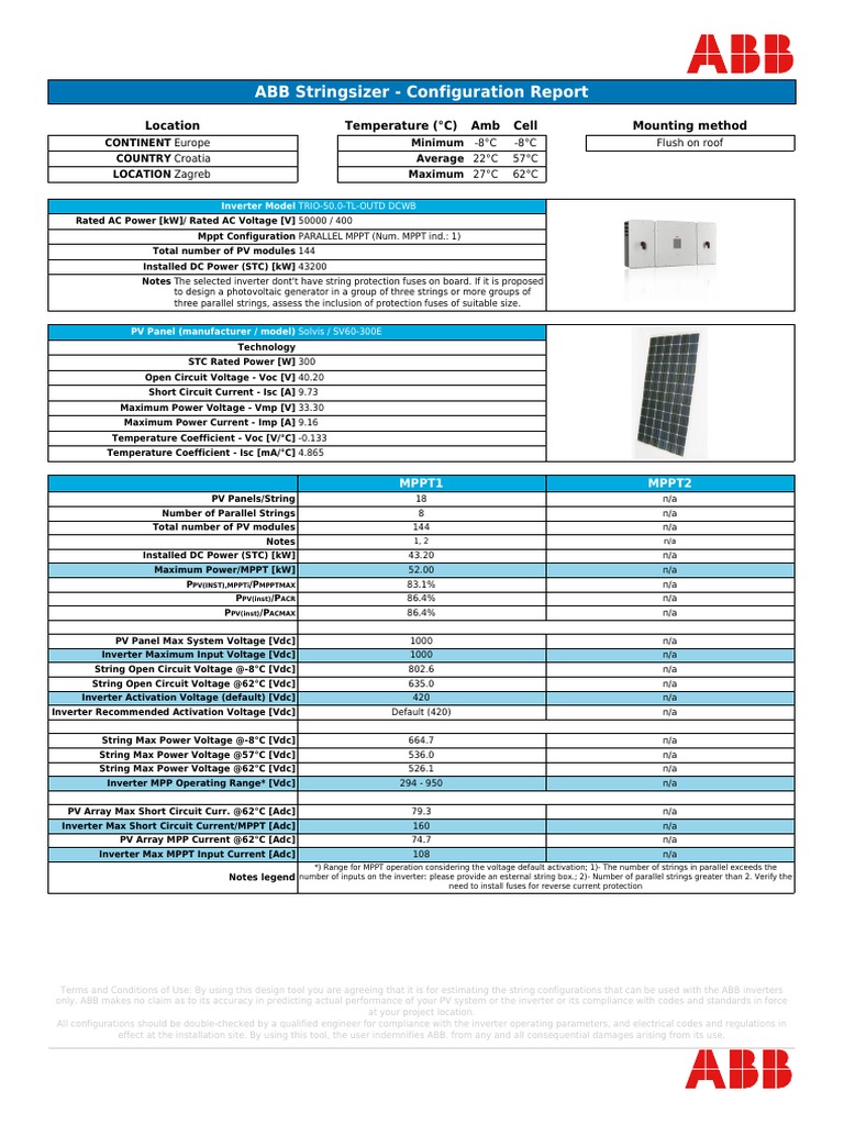 ABB Inverter 50kW ConfigurationReport | PDF | Photovoltaics | Power ...