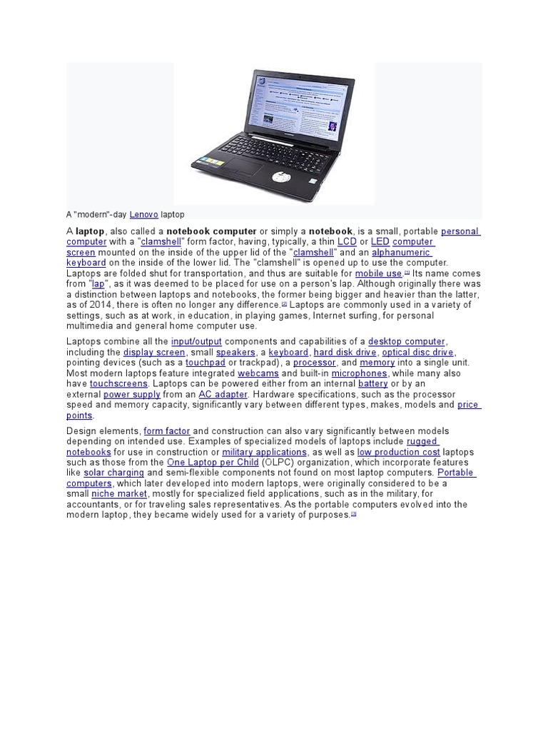 A "Modern"-Day Laptop: Lenovo | PDF