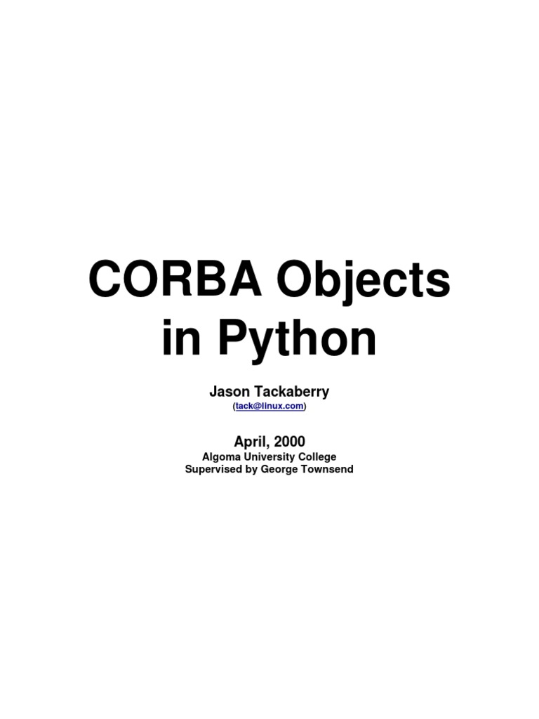 CORBA Objects in Python | PDF | Common Object Request Broker Architecture | Component Based ...
