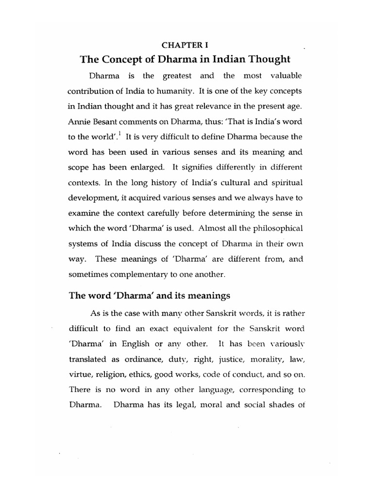 The Concept of Dharma in Indian Thought | PDF | Dharma | Moksha